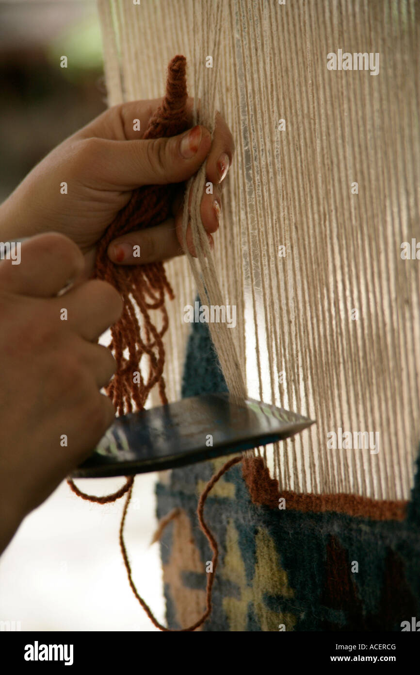 Weaving a kilim, Cappadocia, Turkey Stock Photo - Alamy