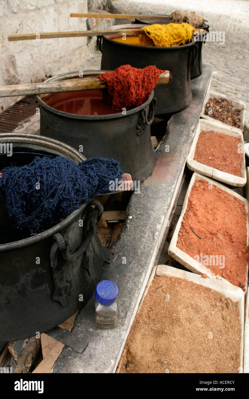 Hand dyed wool and natural dyes for making carpets, Cappadocia, Turkey ...