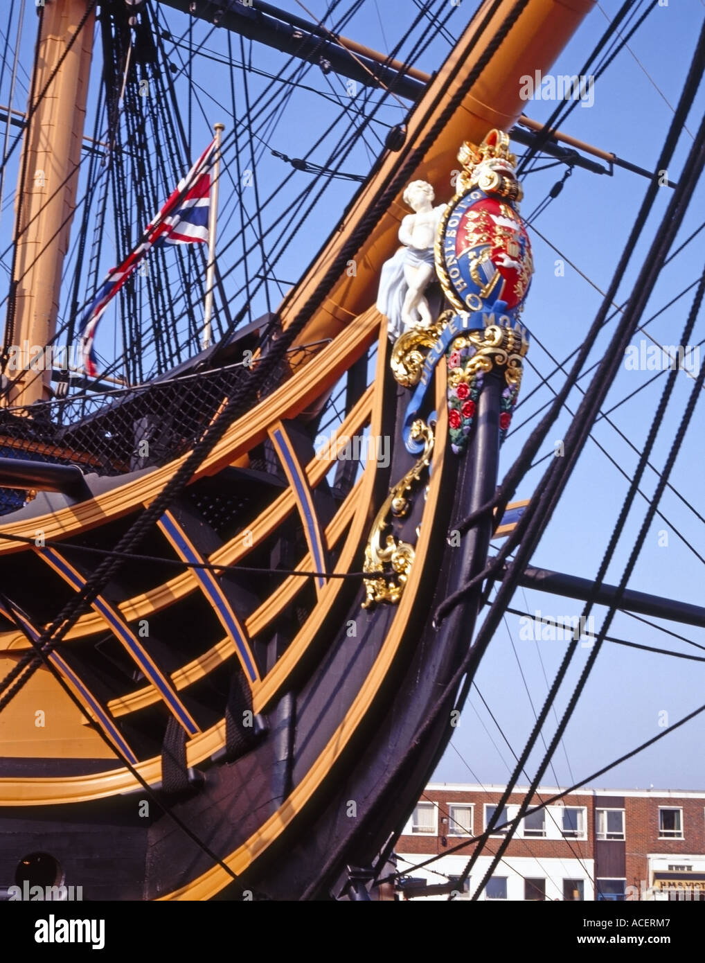 Bow of HMS Victory in Portsmouth Historic Dockyard, Hampshire, UK Stock ...