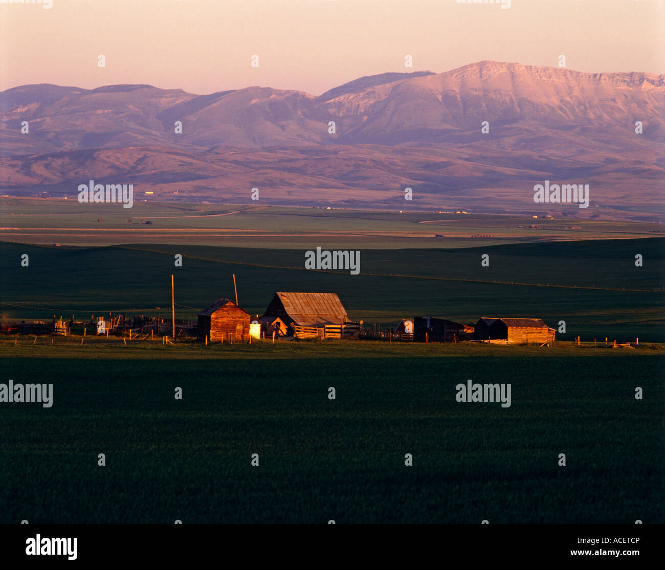 Small farm with mountains Stock Photo - Alamy