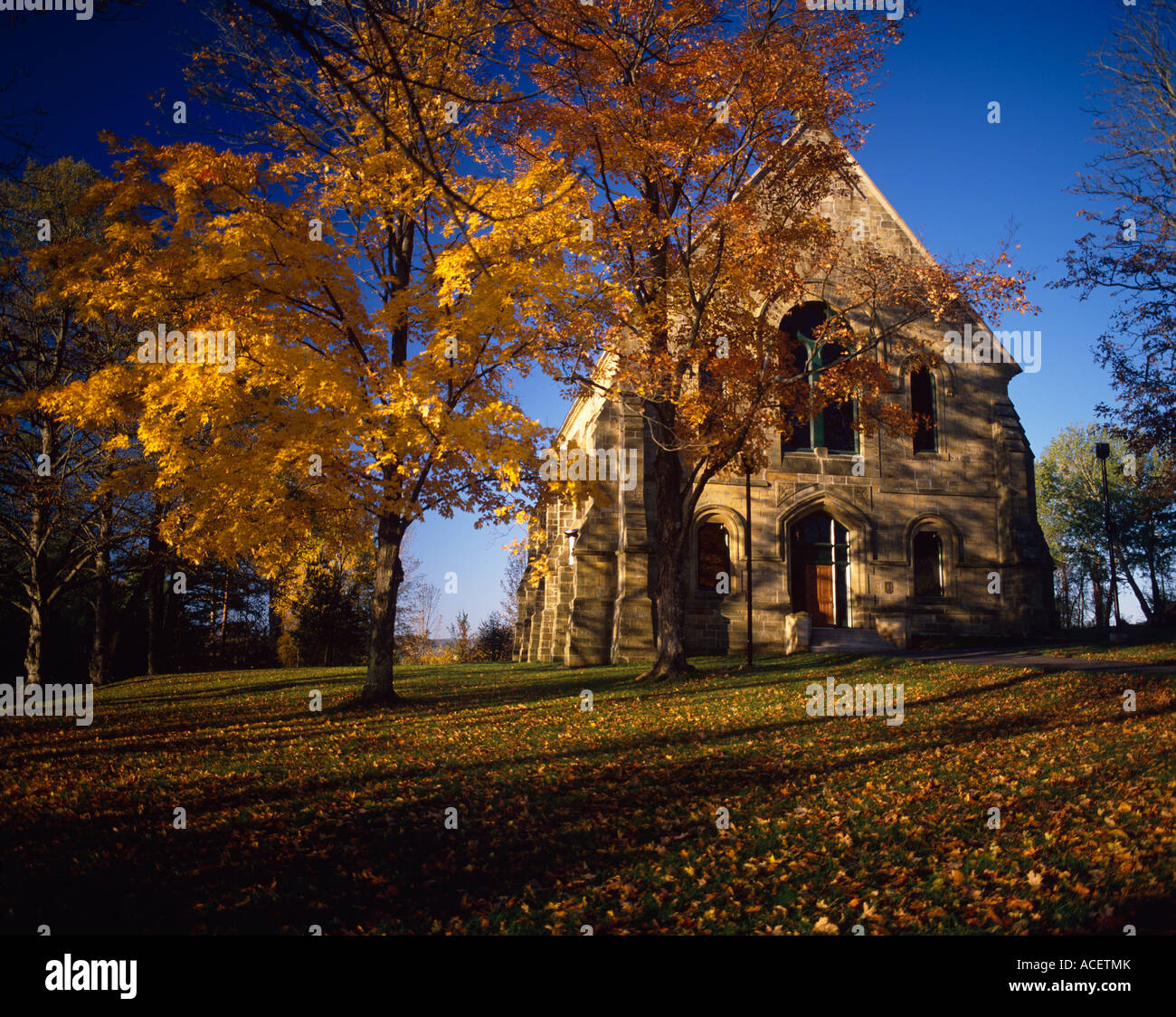 Church fall leaves king's college Stock Photo - Alamy