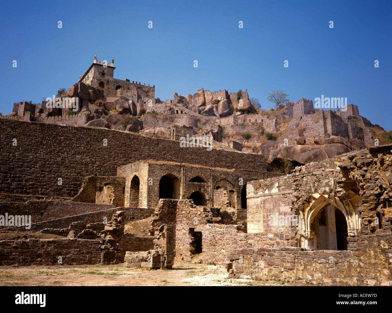 India Andhra Pradesh Hyderabad Golconda Fort Durbar Hall from the Rani ...
