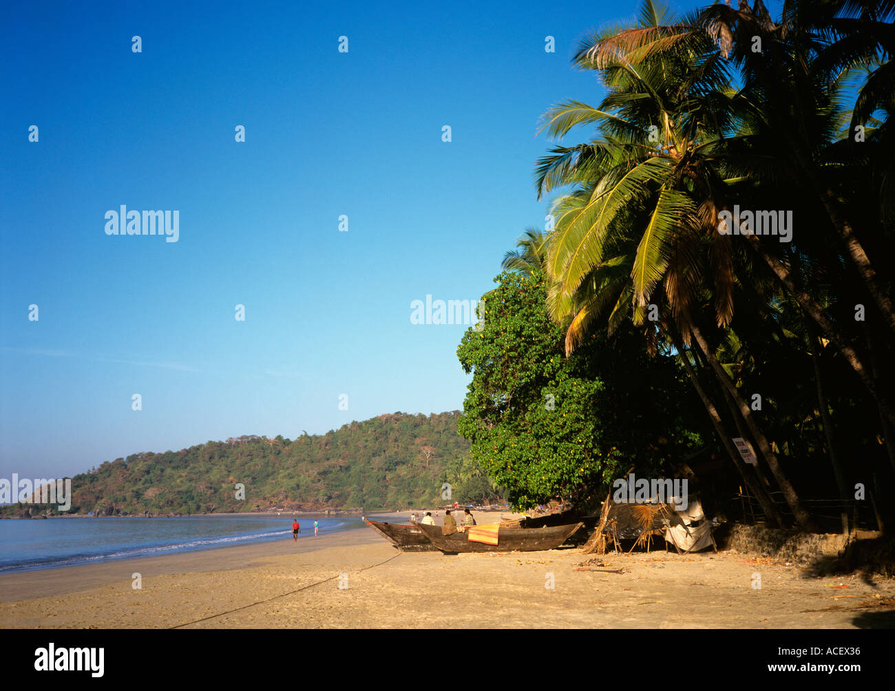 India southern Goa fishing boats on Palolem beach Stock Photo - Alamy