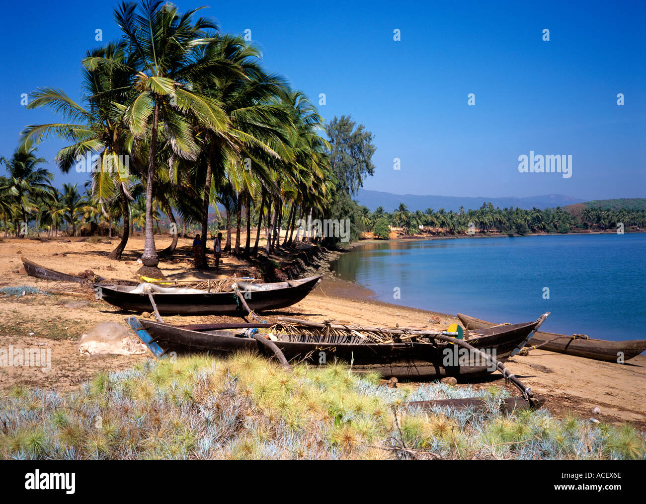 India Goa Canacona Fishing boats Stock Photo - Alamy