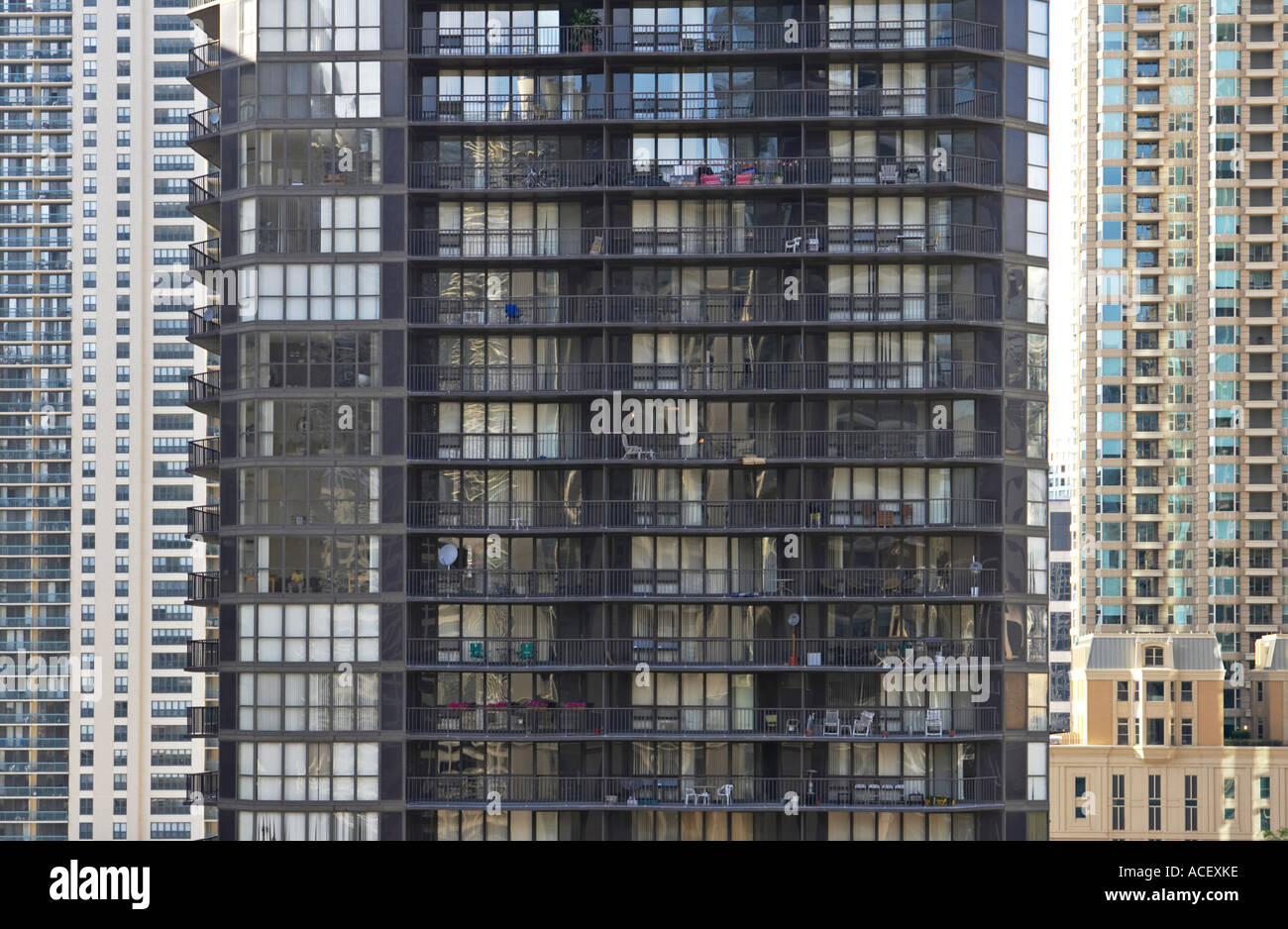 BUILDINGS Chicago Illinois Balconies on highrise residential building ...