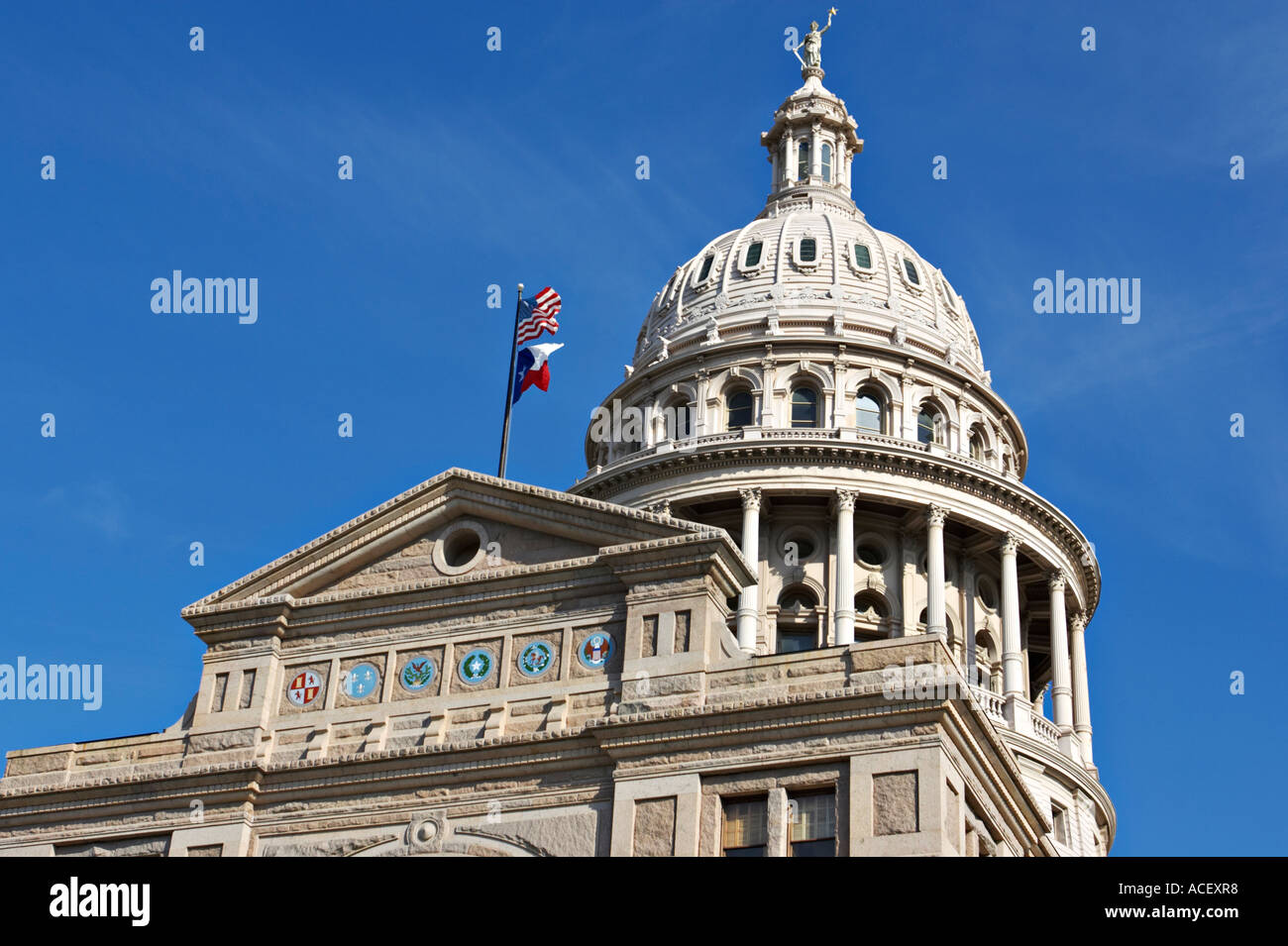 TEXAS Austin Goddess of Liberty hold star atop dome of state capitol ...