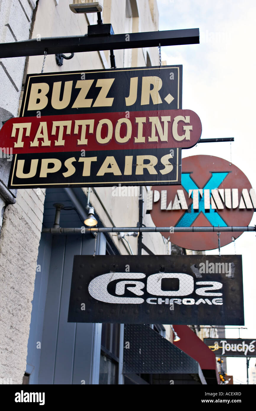 TEXAS Austin Buzz Jr tattooing upstairs sign on building on Sixth ...
