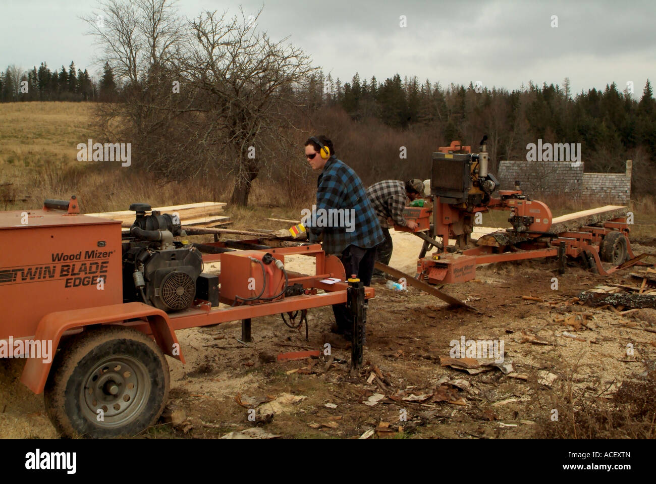 men planing lumber Stock Photo - Alamy
