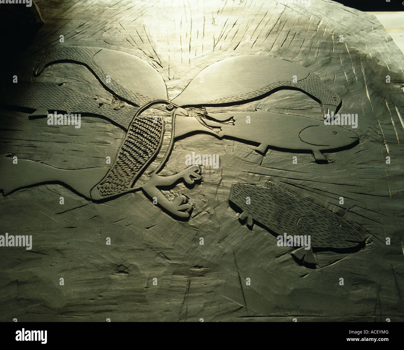 Inuit print carved printmaking stone in cape dorset nunavut canada ...