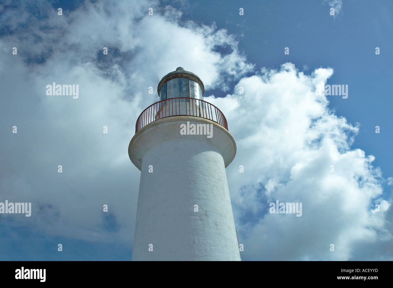 Abstract view of a lighthouse with its white walls and light room set ...