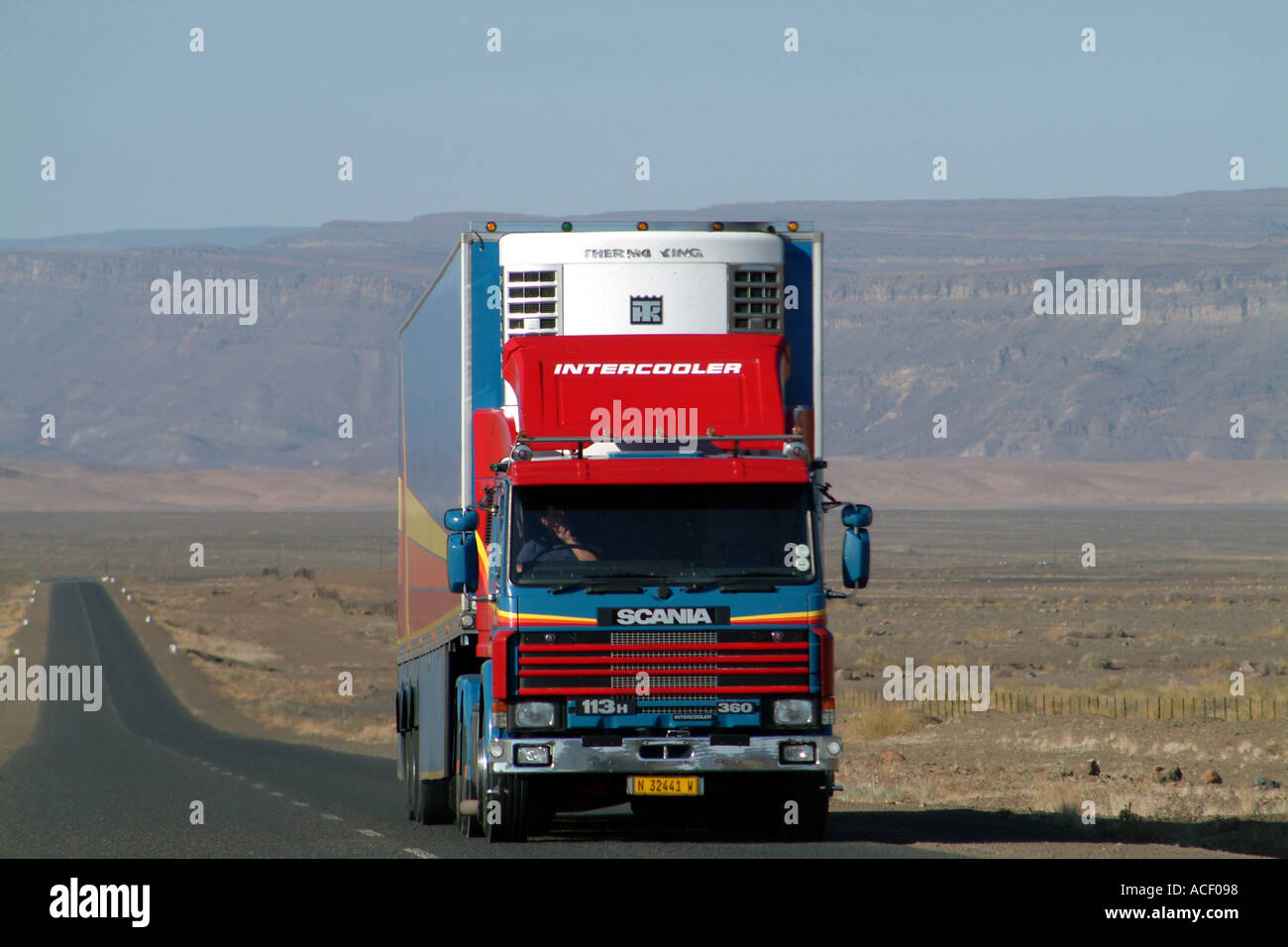 Articulated Lorry on the Trans Kalahari Highway Namibia southern africa ...