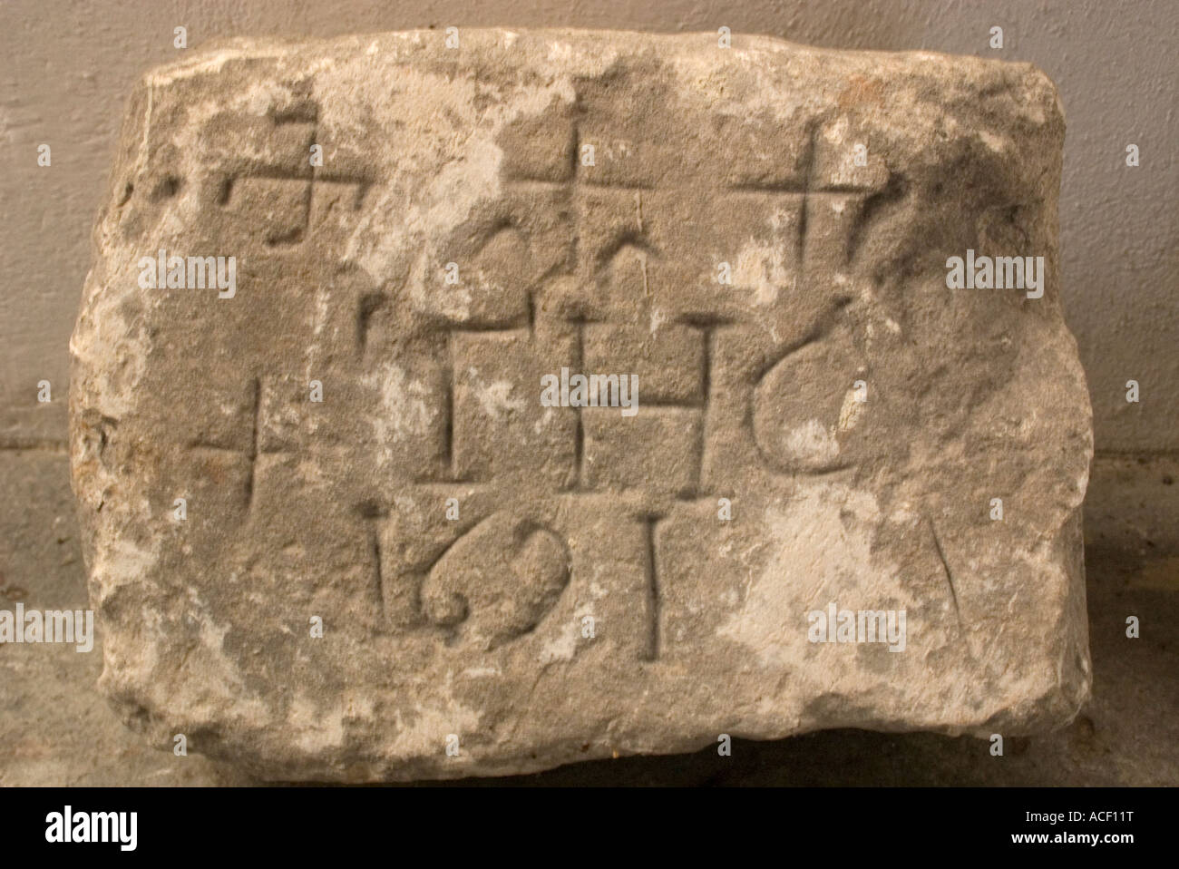 1691 Stone Fragment with Inscription atSt Mary The Virgin Nonington ...