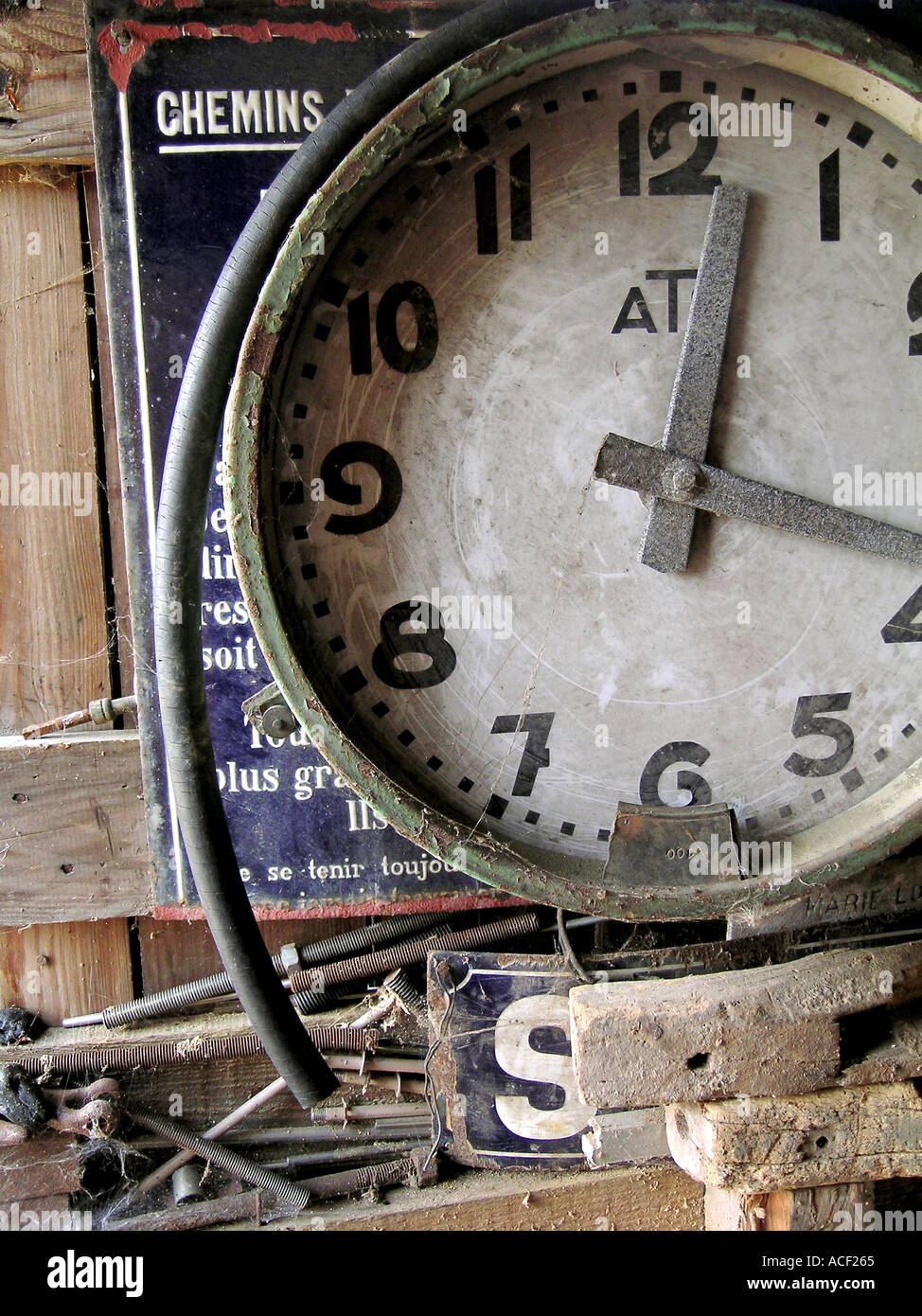 French railway clock and sign France Stock Photo - Alamy