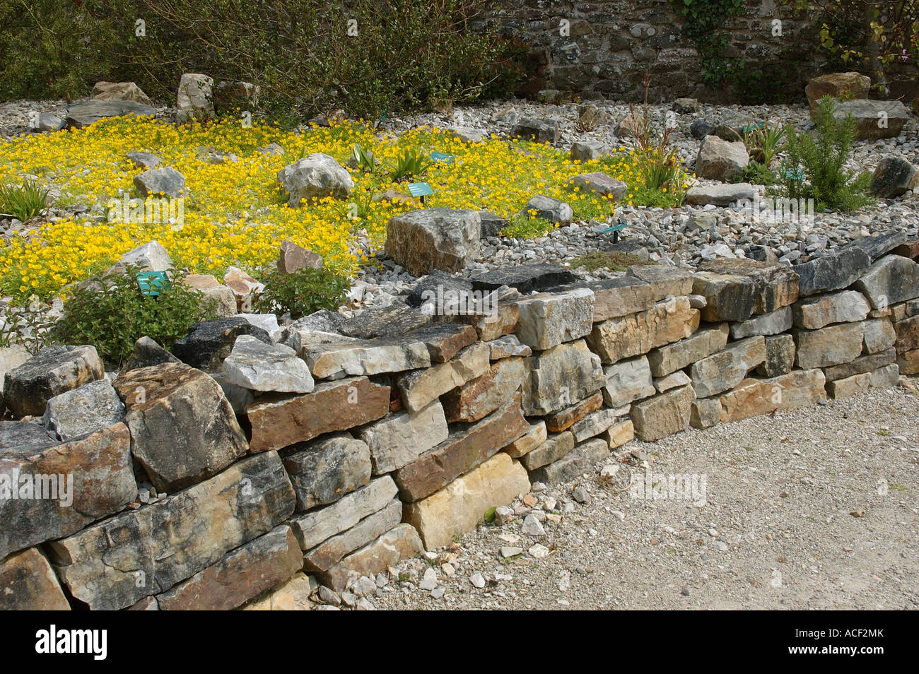 Mediterranean Garden Stone Wall An Arizona 'Buckskin' Patio With Seat