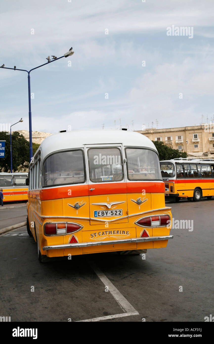 Rear view of an old bus in Malta Stock Photo - Alamy