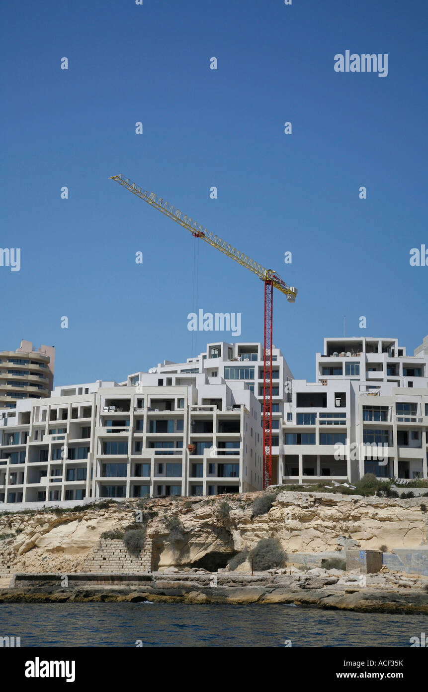 Newly built apartments still under construction in Malta Stock Photo ...