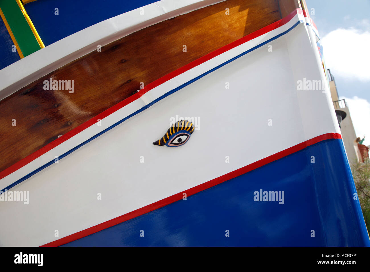 Luzzu boat eye in Malta Stock Photo - Alamy