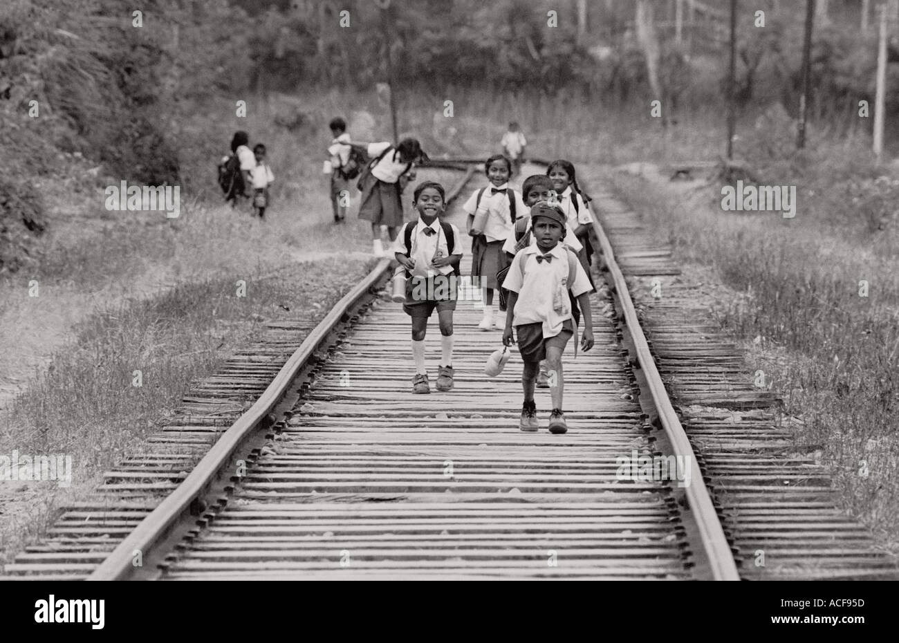 School Children on the Railway Tracks Sri Lanka Stock Photo - Alamy