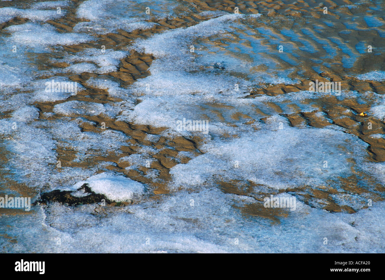 Ice on sand Poole Dorset England UK Stock Photo - Alamy