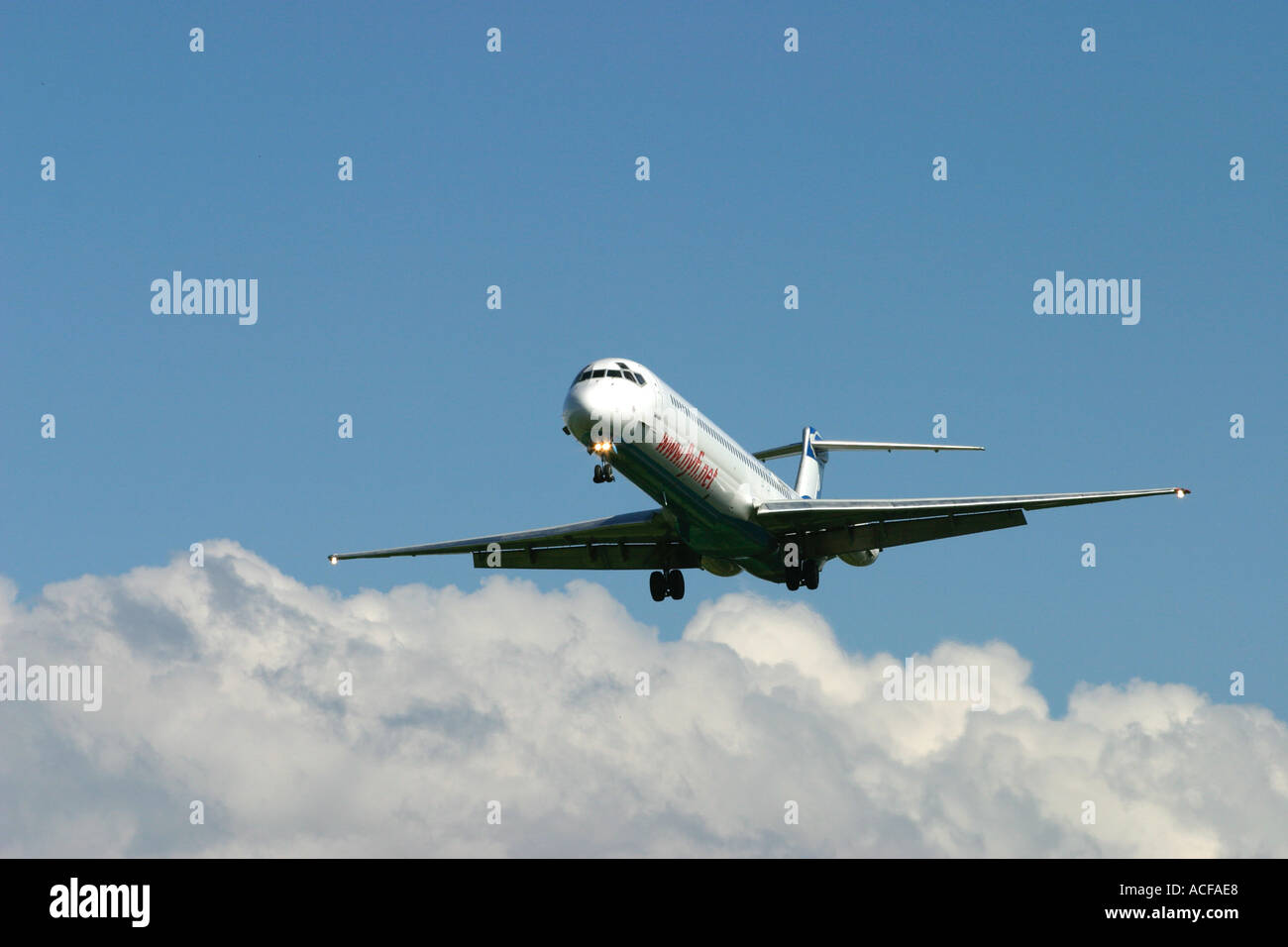 Passenger jet landing gear down ( DC-9 ) , Finland Stock Photo - Alamy