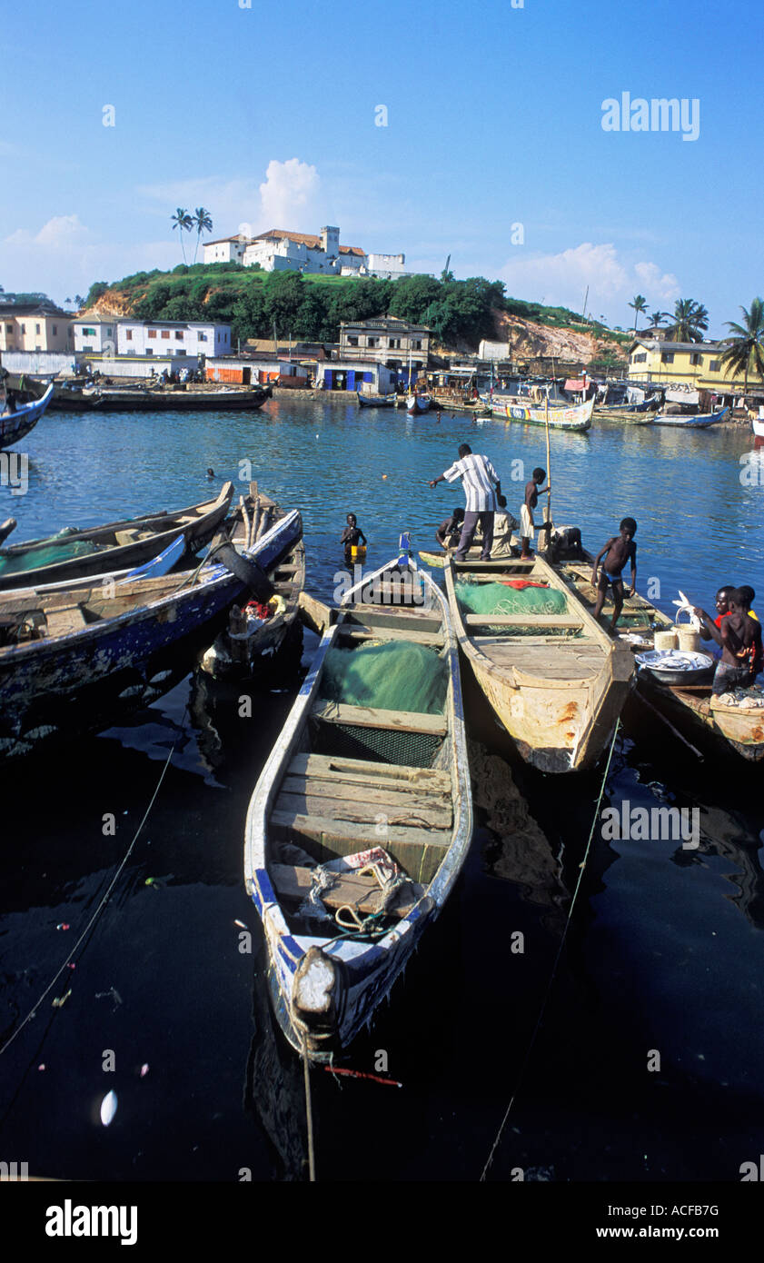 View of Elmina harbour with Portuguese slave fort in background Elmina ...