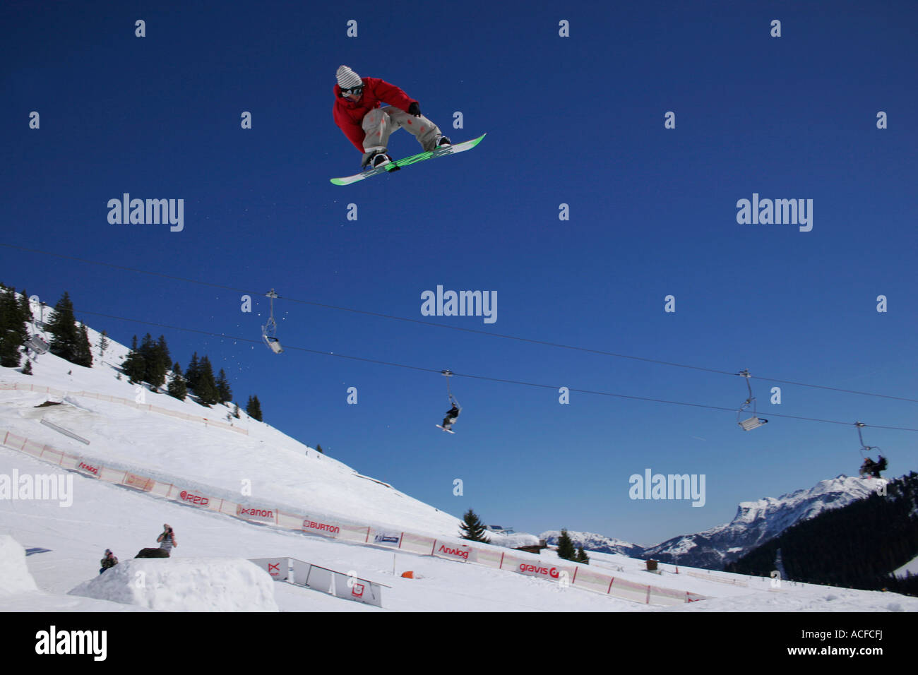 Snowboarder getting Air, Austria Stock Photo - Alamy