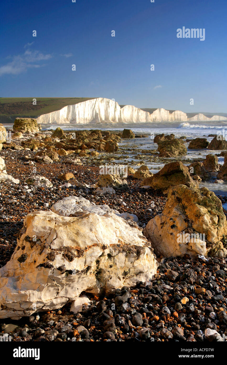 Chalk Rocks on the beach at Seaford Head, South Downs Way, 7 Sisters ...