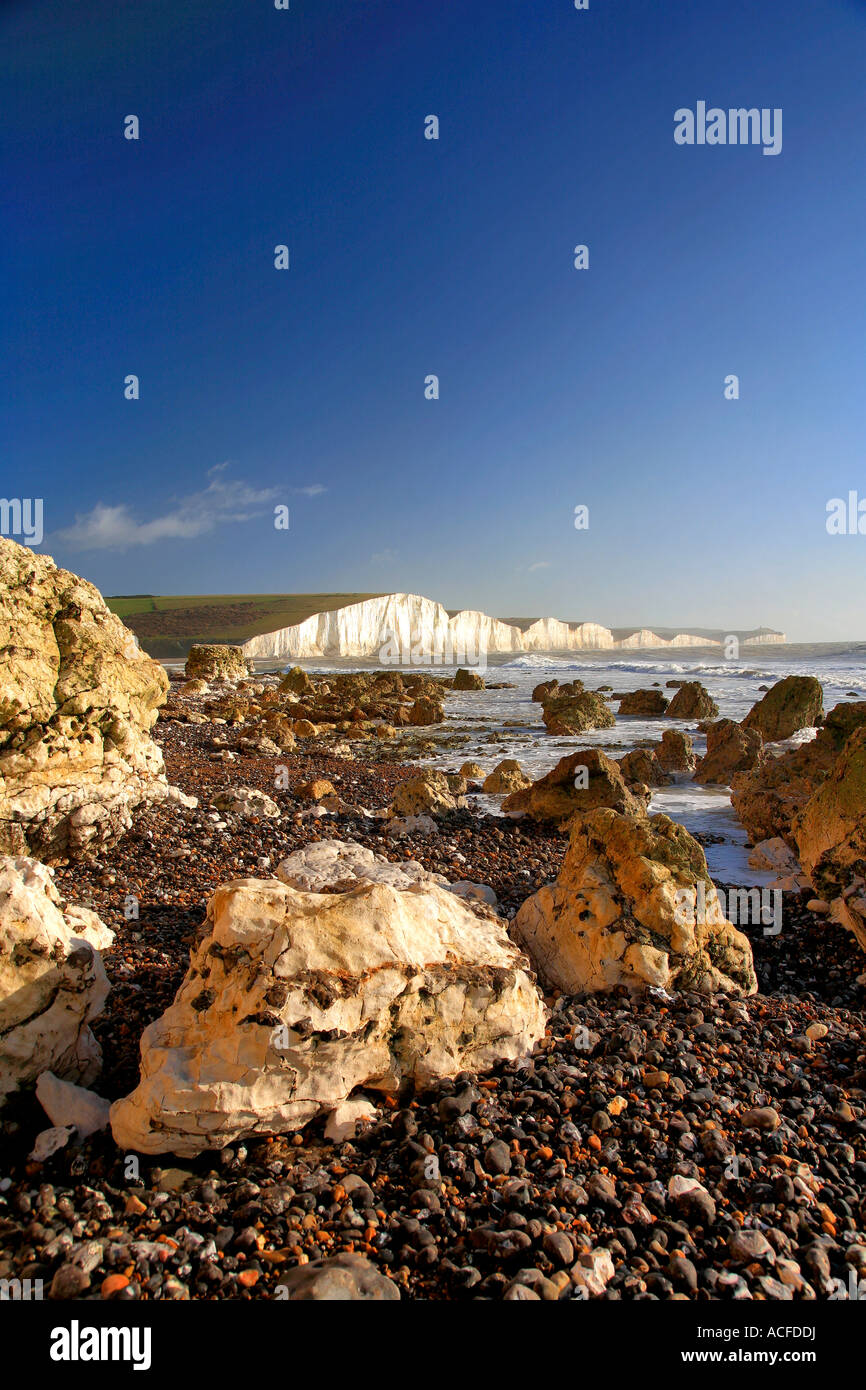 Chalk Rocks on the beach at Seaford Head, South Downs Way, 7 Sisters ...