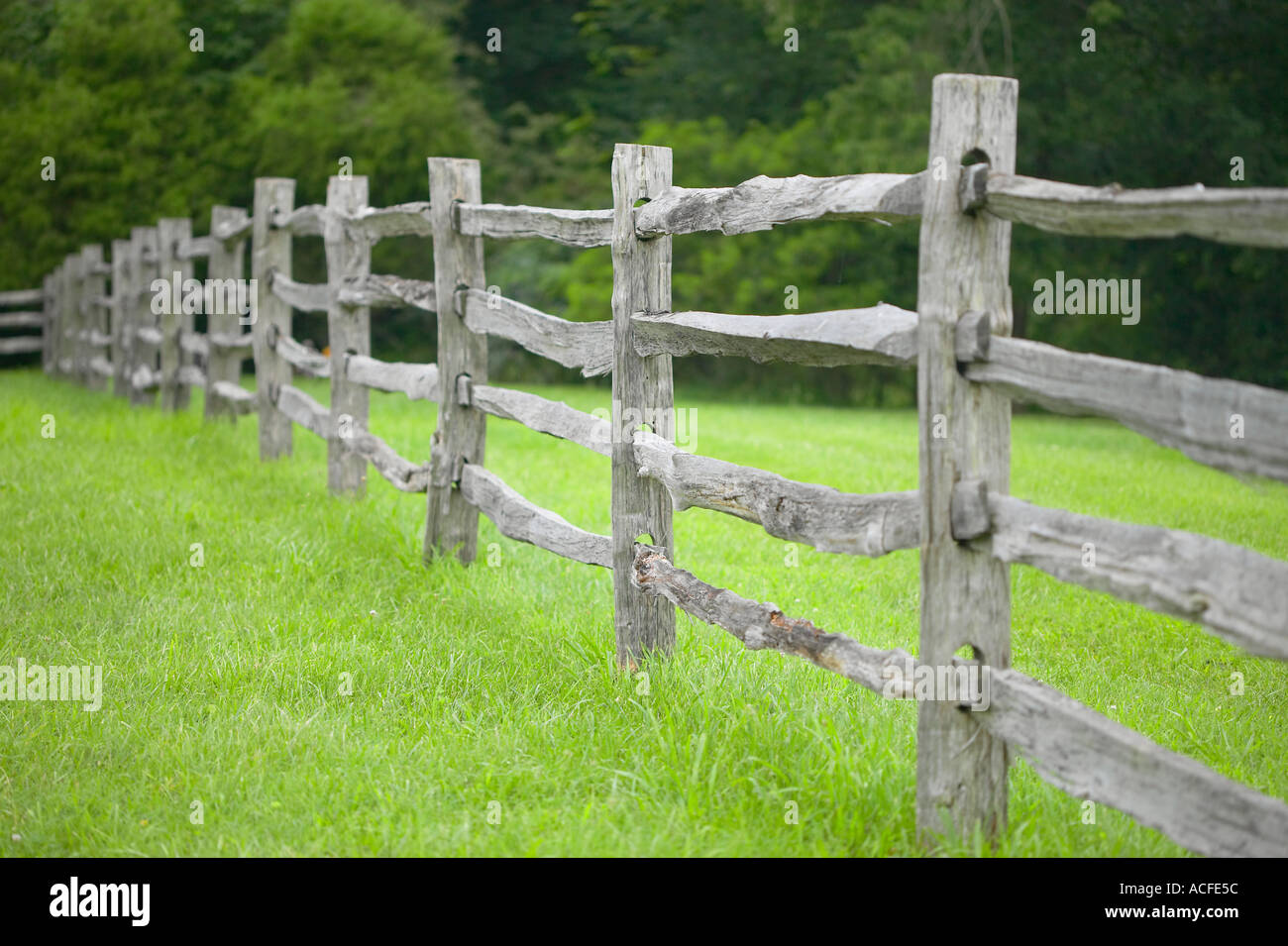 Fence in Country Field Stock Photo - Alamy