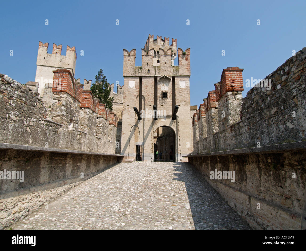 Rocca Scaligera castle entrance Sirmione Garda lake Italy Stock Photo ...