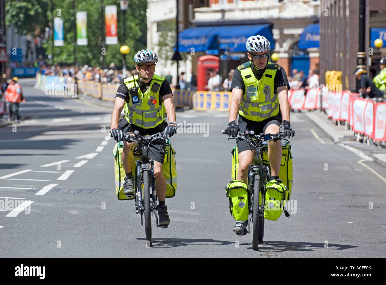 London ambulance paramedic cycle response unit at the Tour de France ...