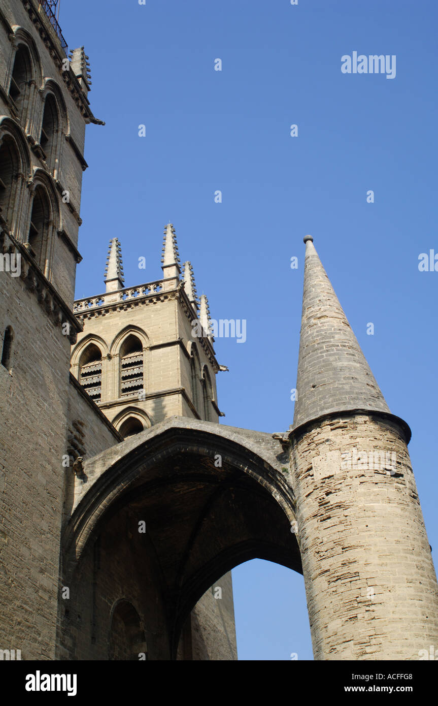 The facade of St. Pierre cathedral, Montpellier, south of France Stock ...