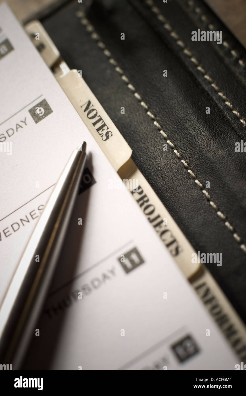 Personal organiser section notes Stock Photo - Alamy