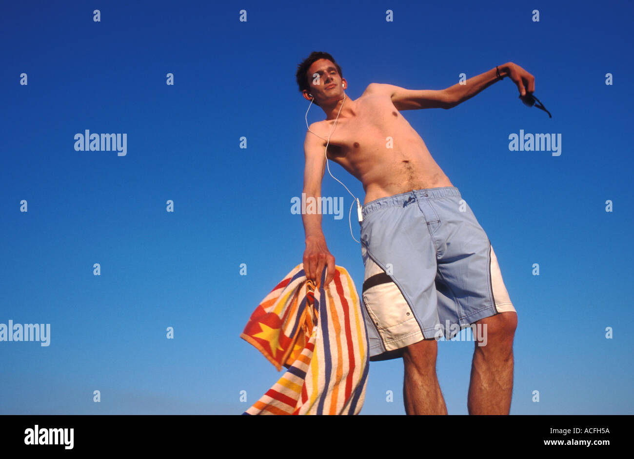 Tall thin German man losing his balance Stock Photo - Alamy