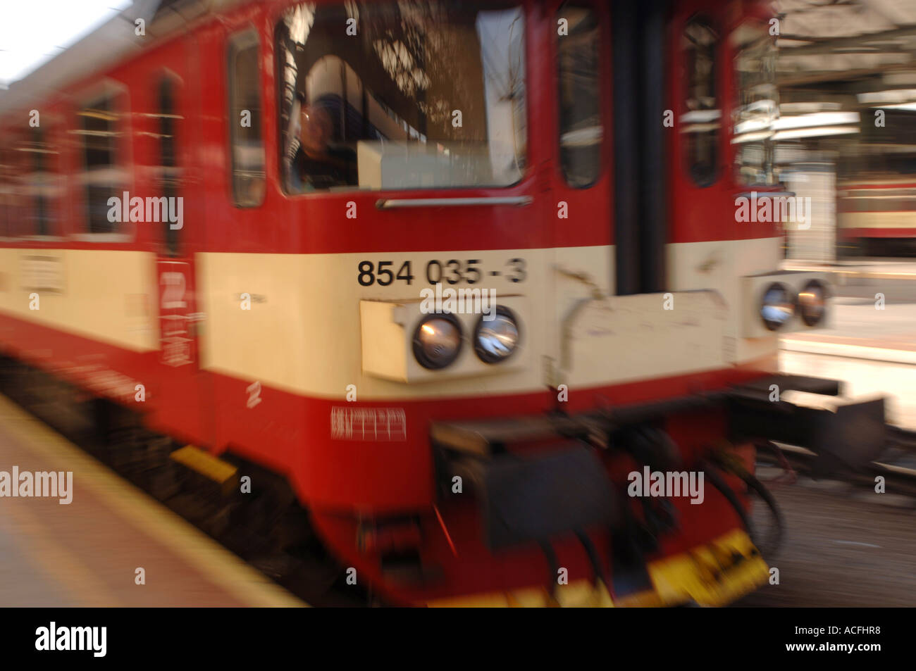 A Czech railways train entering Prague's Main Train Station Stock Photo ...