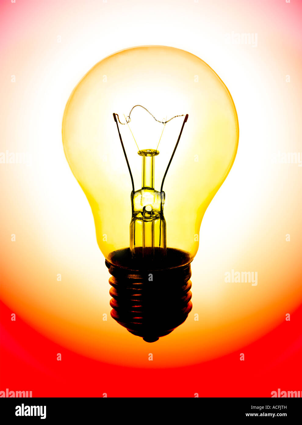 Bright electric light bulb on red background Stock Photo - Alamy