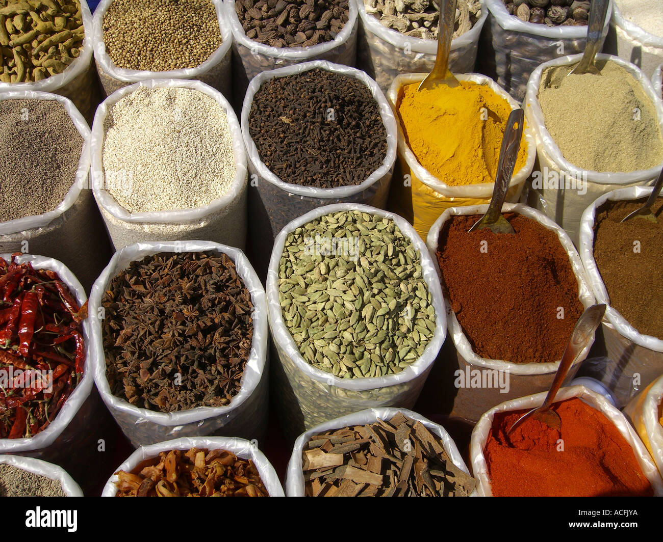 Indian spices in the Anjuna maket in the Goa state in India Stock Photo ...