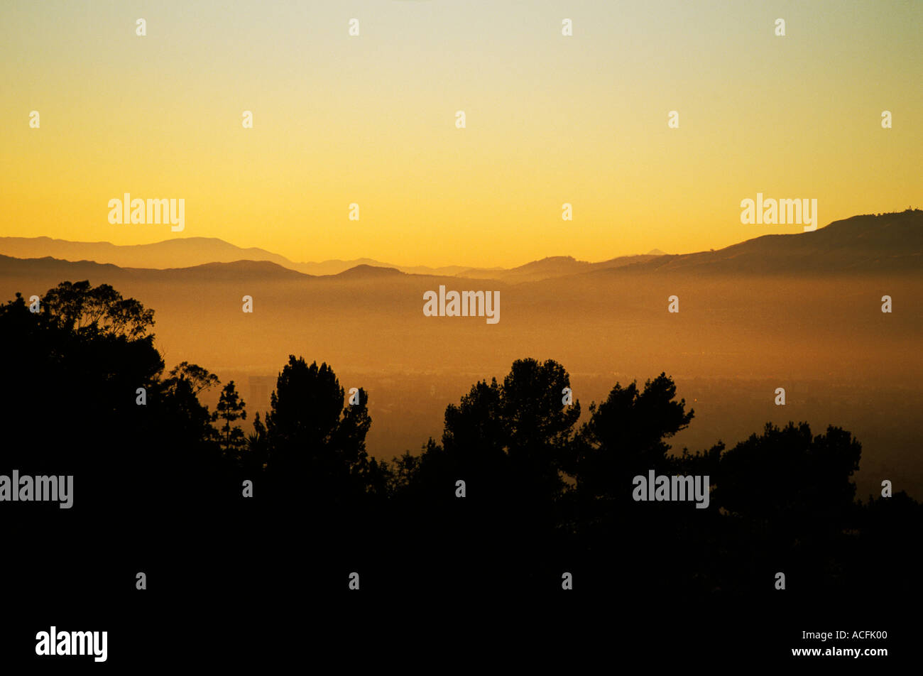 View of Hollywood at sunset from Mulholland Drive Los Angeles ...