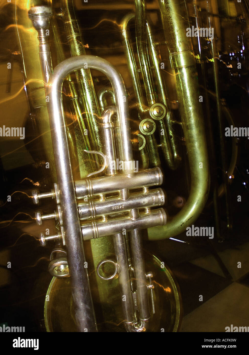 Musical Instruments set up on a Bars Stage Stock Photo - Alamy