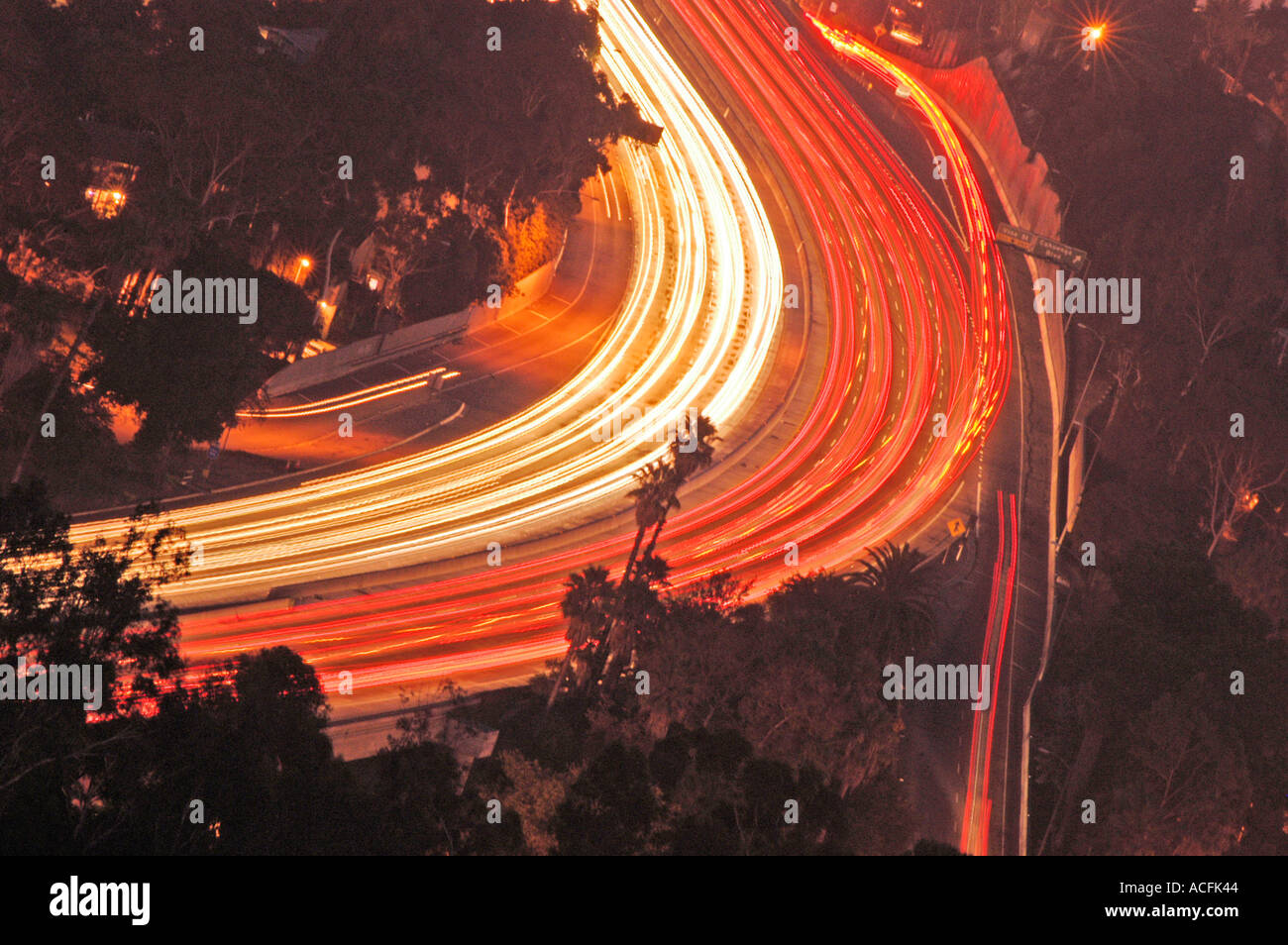 Los Angeles freeway at night Los Angeles California United States Stock ...
