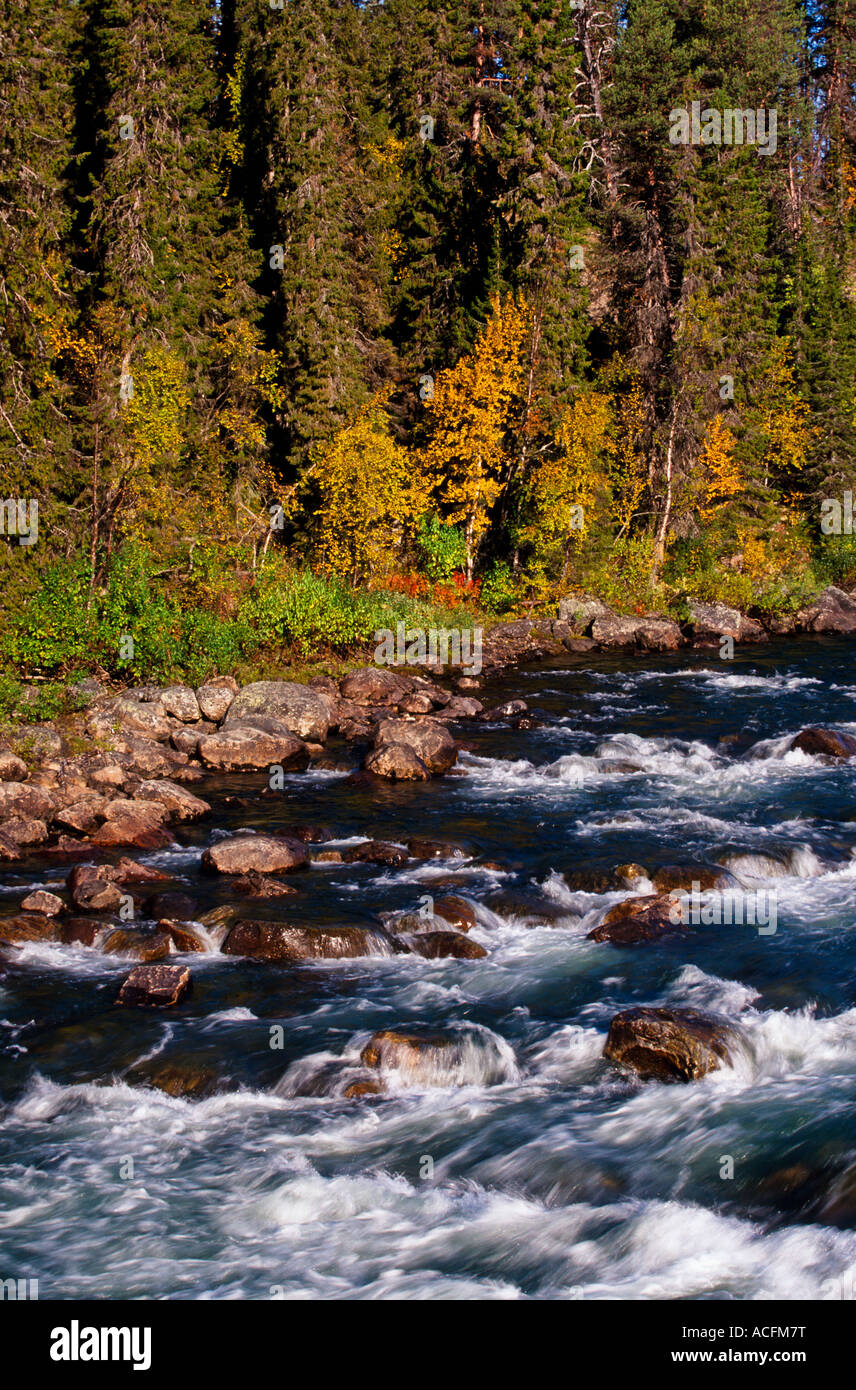 Autumn river flowing in the landscape Stock Photo - Alamy