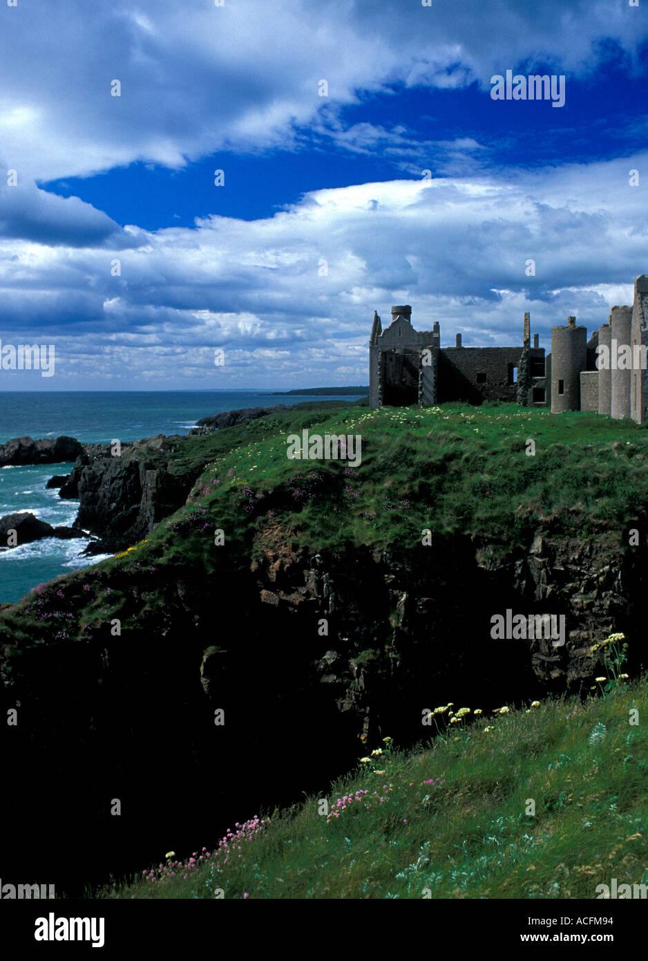 Slains castle Cruden Bay north of Aberdeen, scotland with coastal ...
