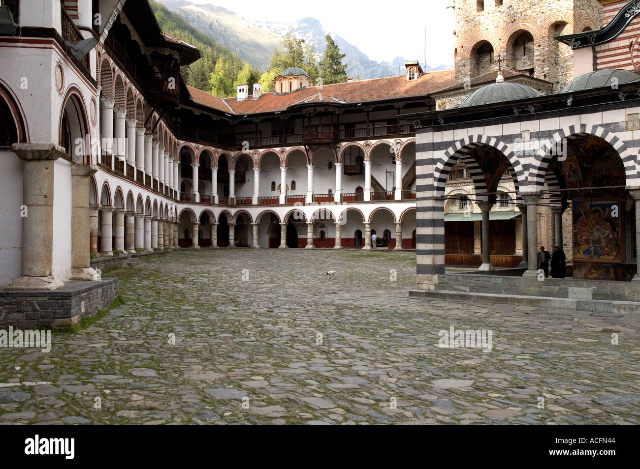 Courtyard in Rila Monestery Stock Photo - Alamy