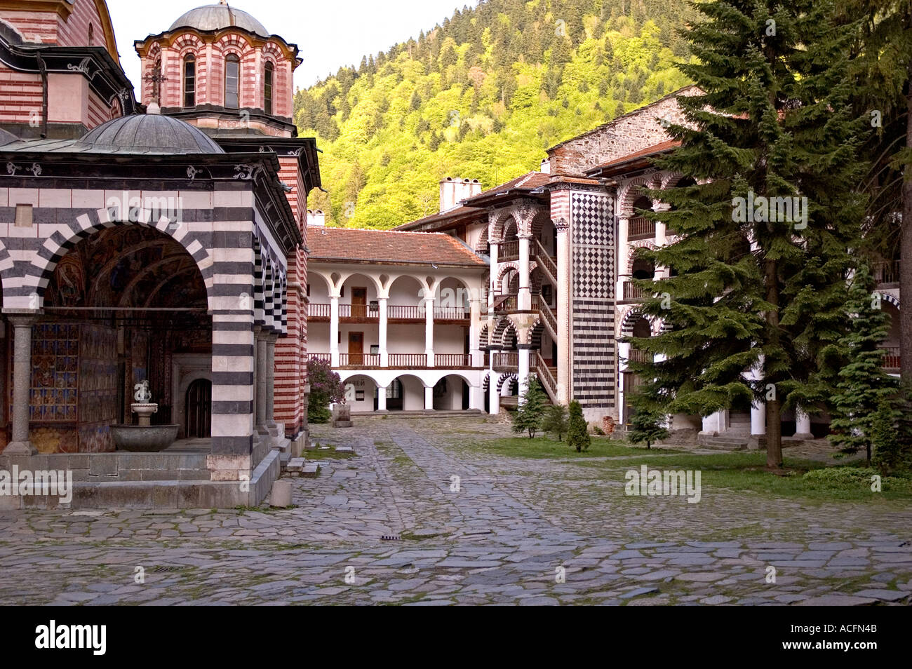 Courtyard in Rila Monestery Stock Photo - Alamy