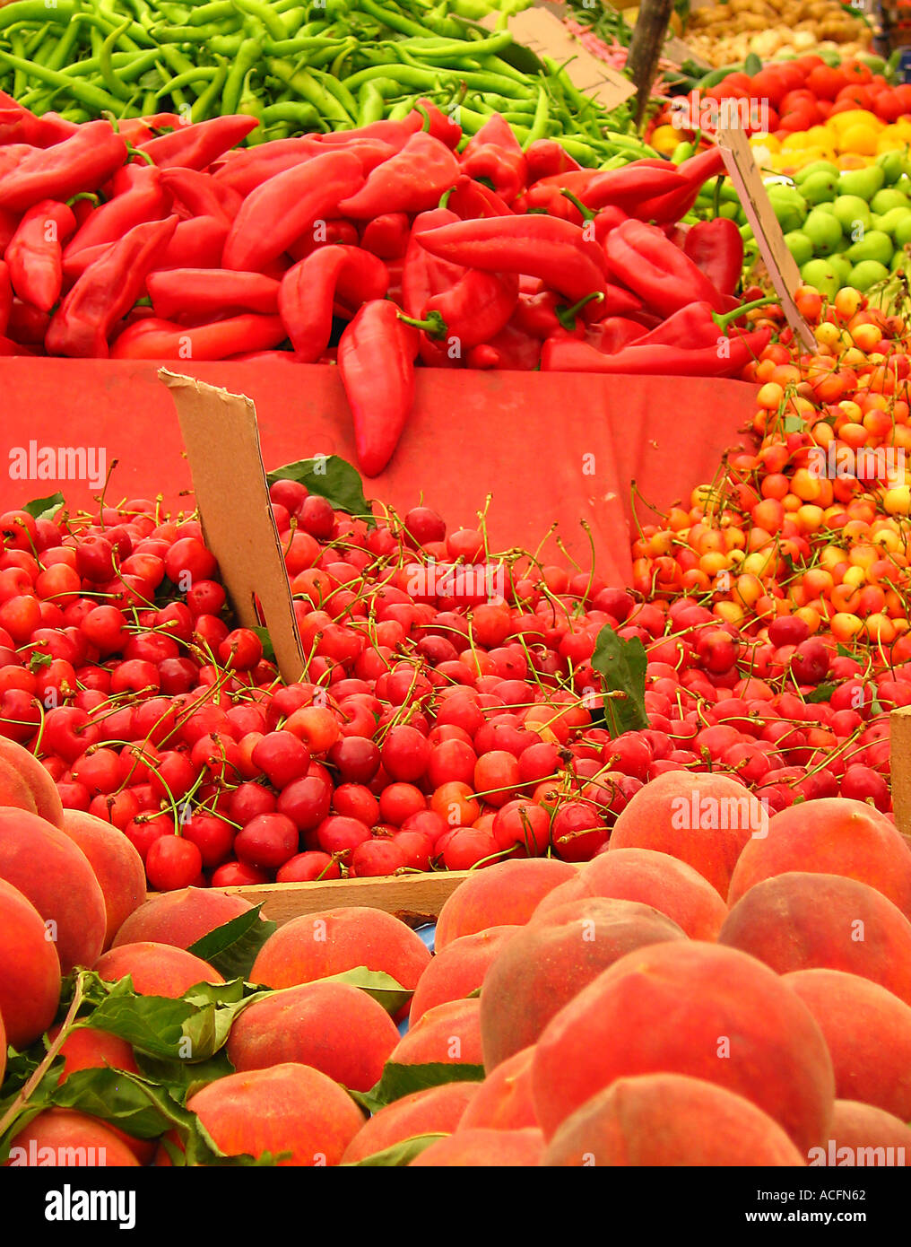 Portrait format image of fresh market produce in vibrant colours Stock ...