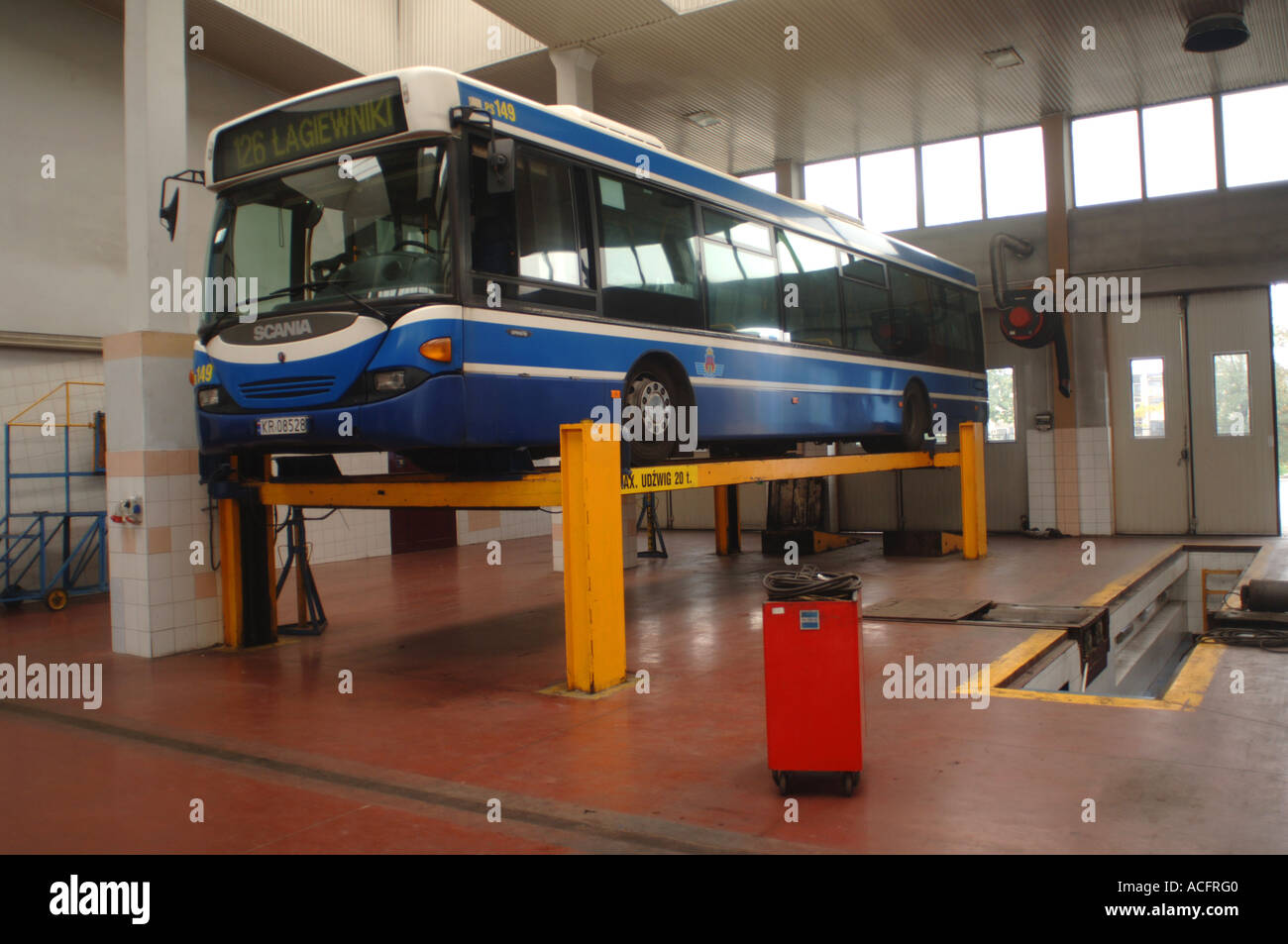 Bus awaiting maintenance in a depot in Krakow, Poland Stock Photo - Alamy