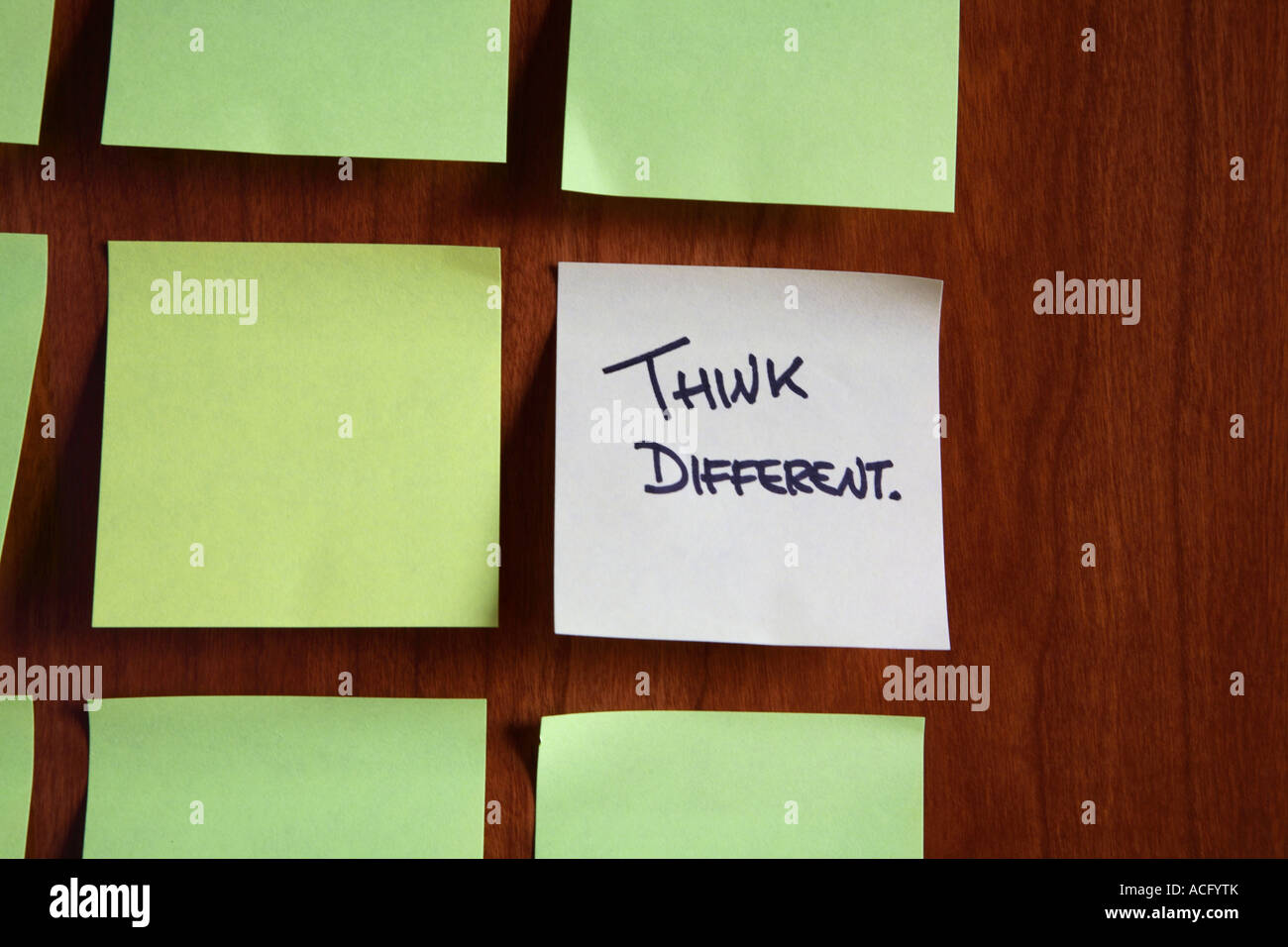 think different written on a post it note memo Stock Photo - Alamy