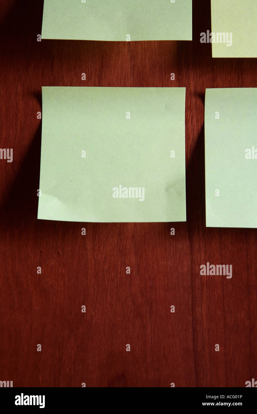 series of blank post it note hanged on a wall Stock Photo - Alamy