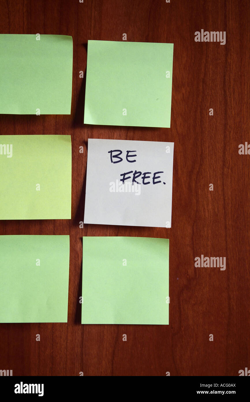 be free written on a post it memo note Stock Photo - Alamy