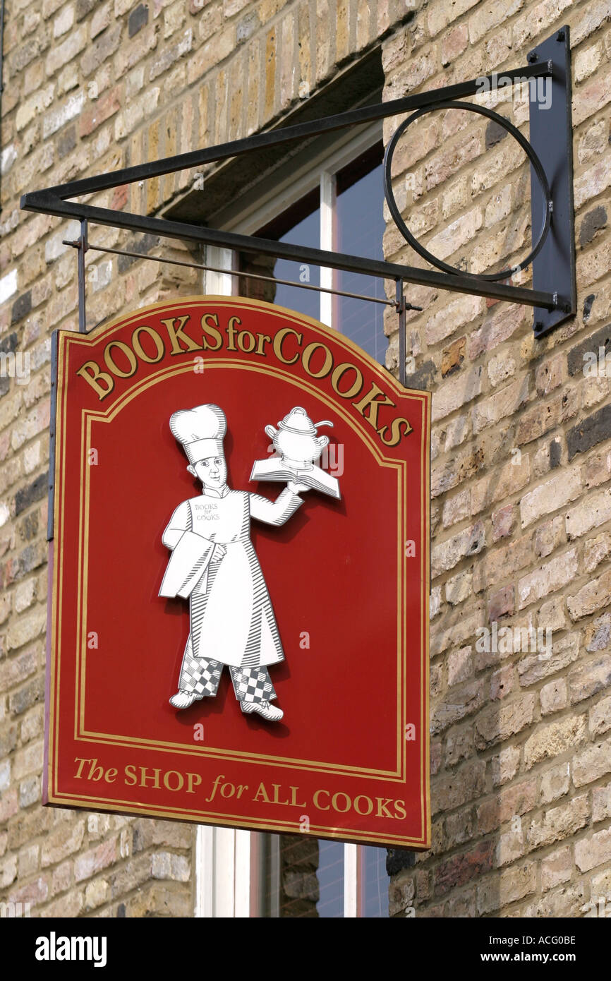 Books for Cooks shop sign. Notting Hill, London, England Stock Photo ...